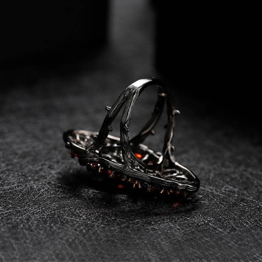 Natural Red Garnet Flower Buds Bird Rings from Black Diamonds New York