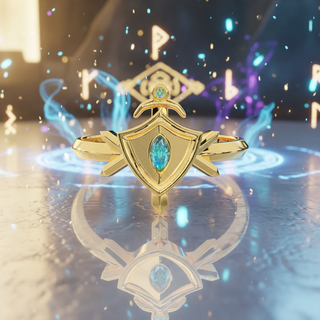 Paladin's Shield Ring (Unisex)- 14k Yellow Gold Video Game Inspired ...