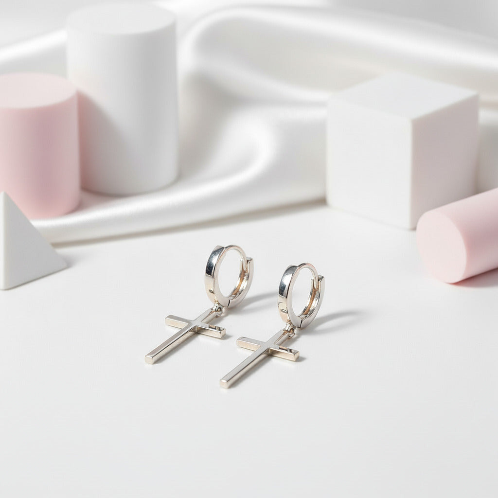 Personality Cross Hoop Earrings from Black Diamonds New York