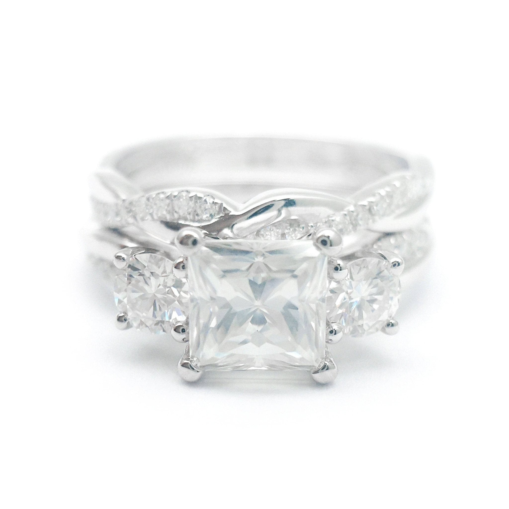 Princess Cut Diamond Twist Wedding Ring Set – Black Diamonds New York