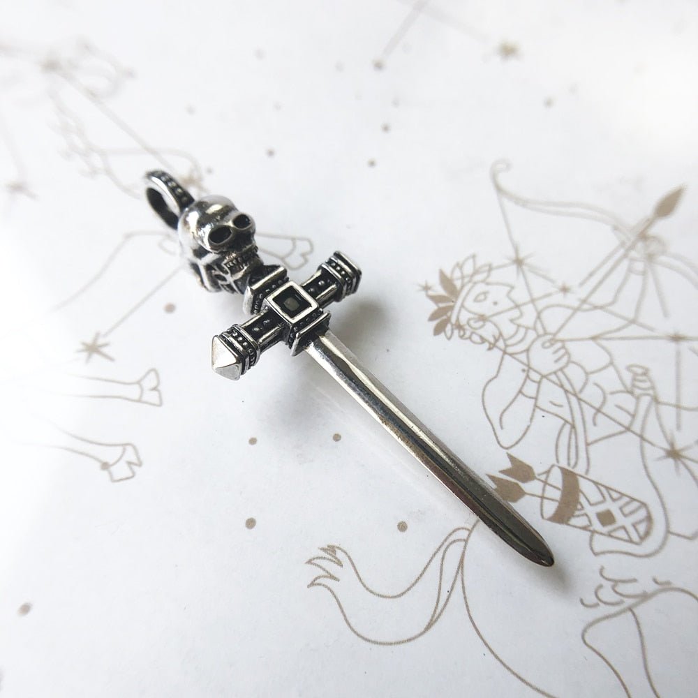 Punk Skull & Hammer Hilt Sword Pendant from Black Diamonds New York