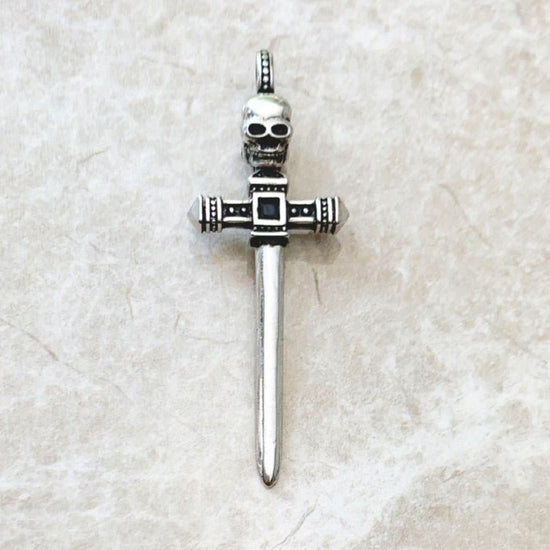 Punk Skull & Hammer Hilt Sword Pendant from Black Diamonds New York