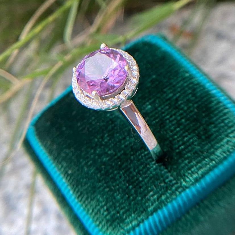 Round Cut Lab Alexandrite Halo Engagement Ring from Black Diamonds New York