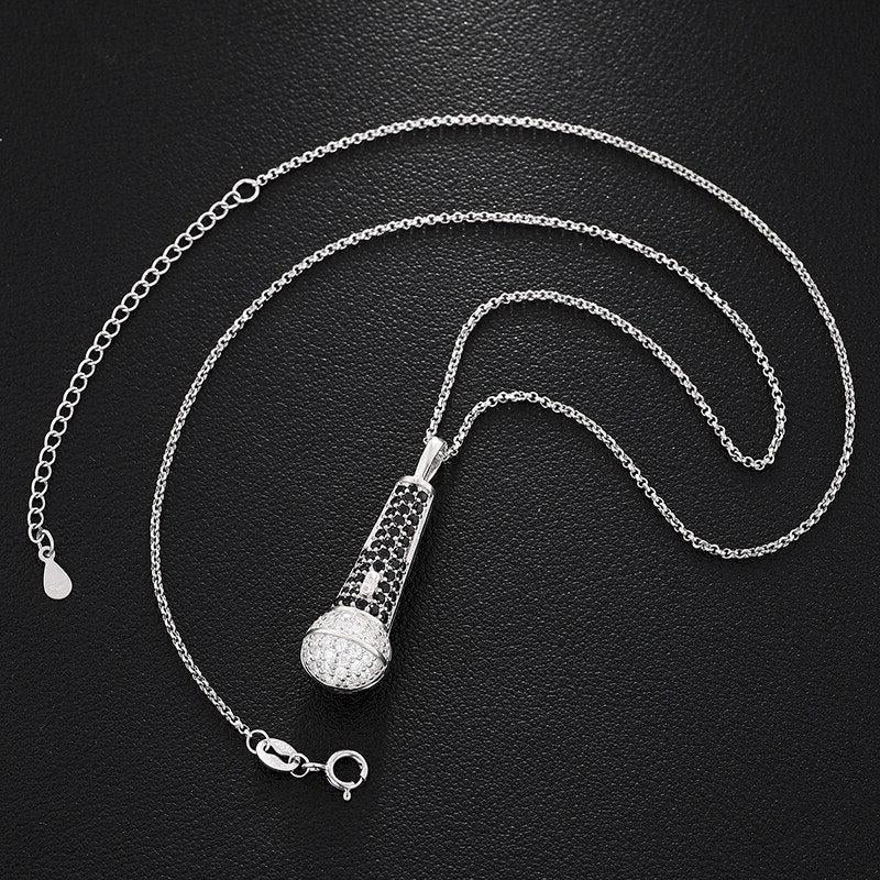 Round Cut Diamond Microphone Pendant Necklace from Black Diamonds New York