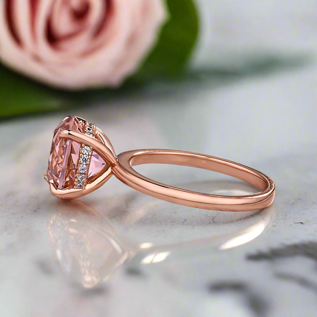 Round Cut Morganite Pink Engagement Ring from Black Diamonds New York