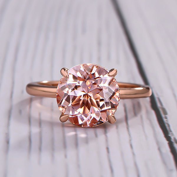 Round Cut Morganite Pink Engagement Ring from Black Diamonds New York