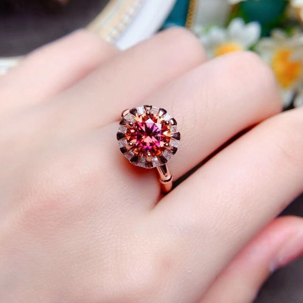 Round Cut Red Diamond Halo Engagement Ring from Black Diamonds New York