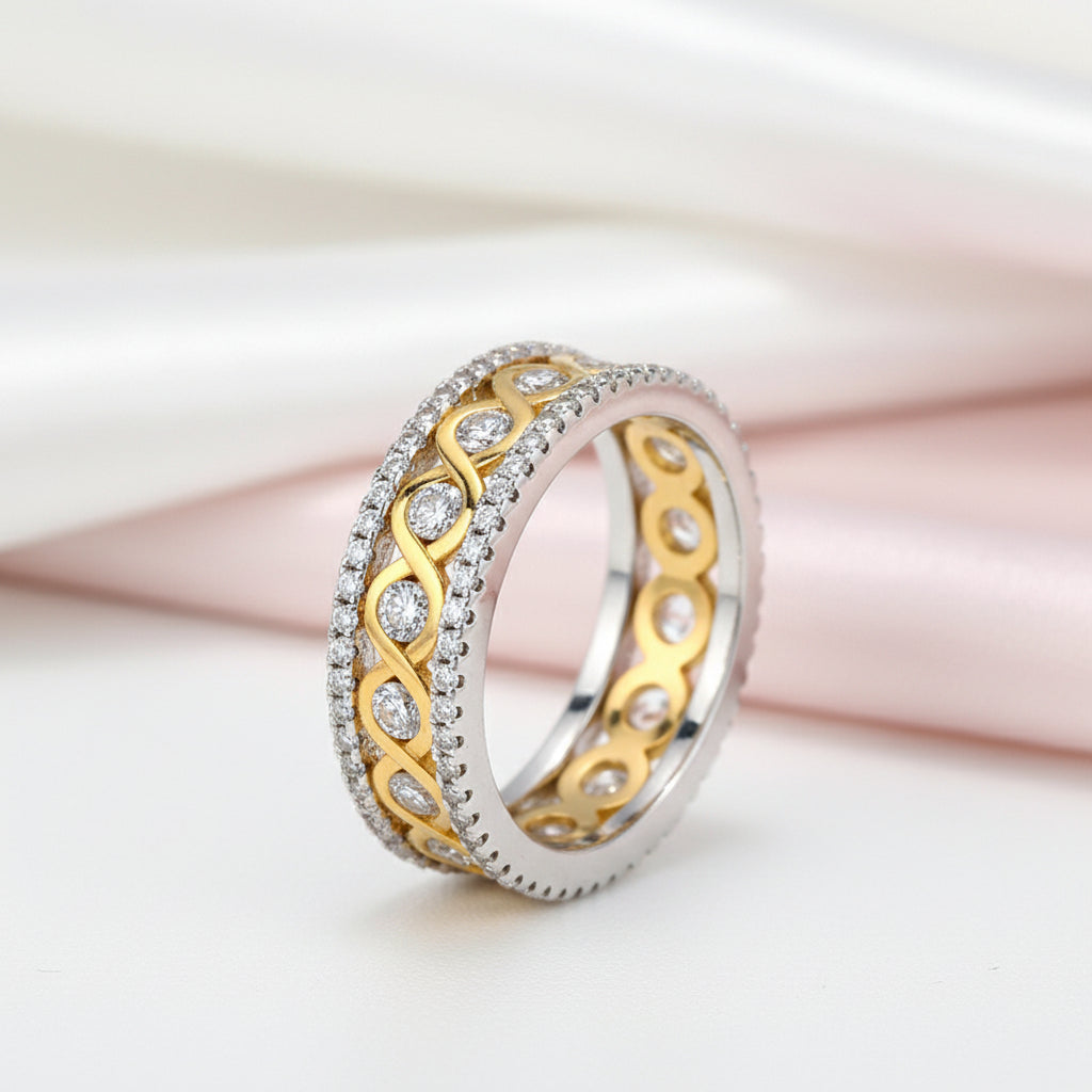 Round Diamond Two-Tone Infinity Ring – Black Diamonds New York