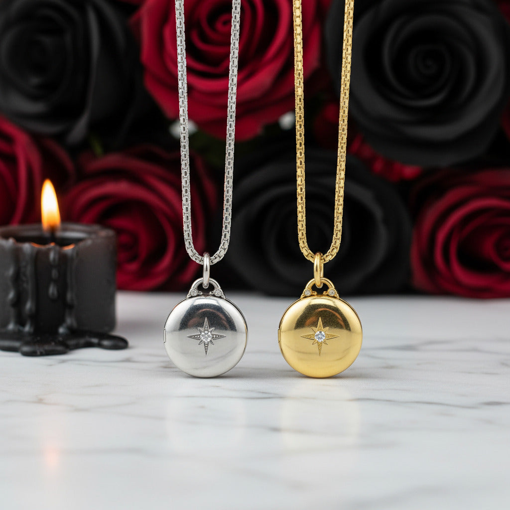 Round Punk Medallion with Star Locket Necklace from Black Diamonds New York