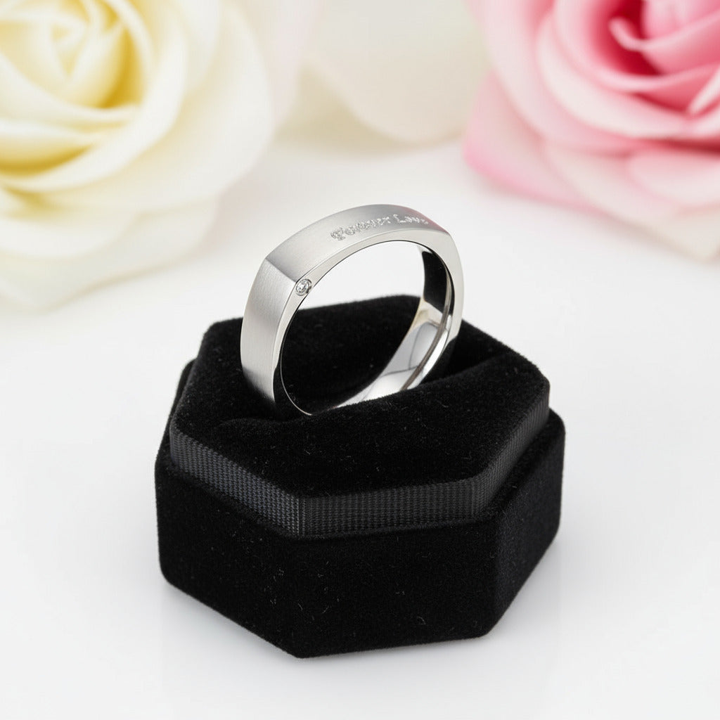 Square Engraved Titanium Men's Wedding Band – Black Diamonds New York