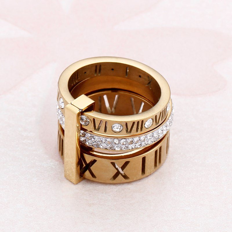 Three Layers Roman Numerals EVN Diamond Ring Set from Black Diamonds ...