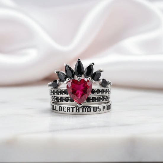 Till Death Do Us Part- 1.5 Carat Heart Created Diamond Wedding Ring Set ...
