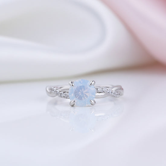 Twist Round Cut Moonstone Engagement Ring from Black Diamonds New York