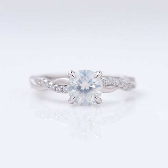 Twist Round Cut Moonstone Engagement Ring from Black Diamonds New York