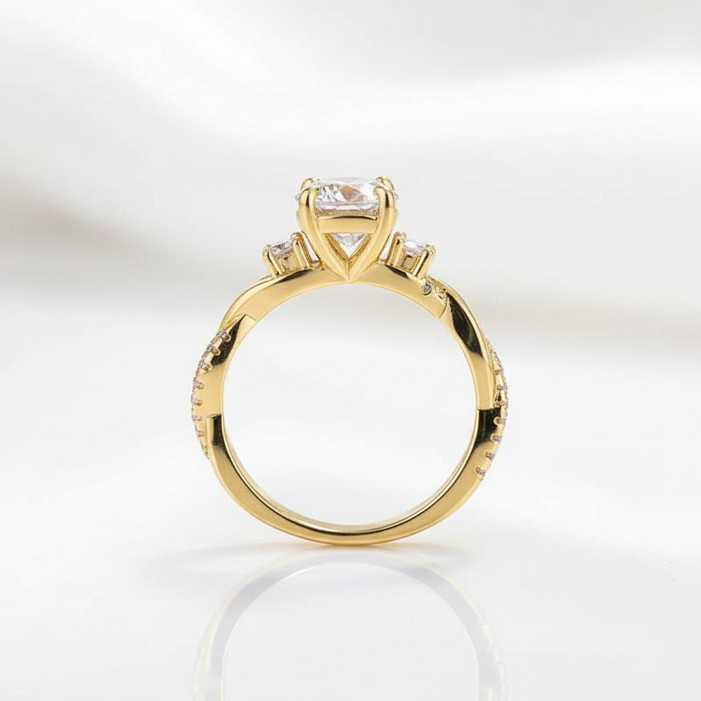 Twist Round Cut Three Stone Engagement Ring from Black Diamonds New York