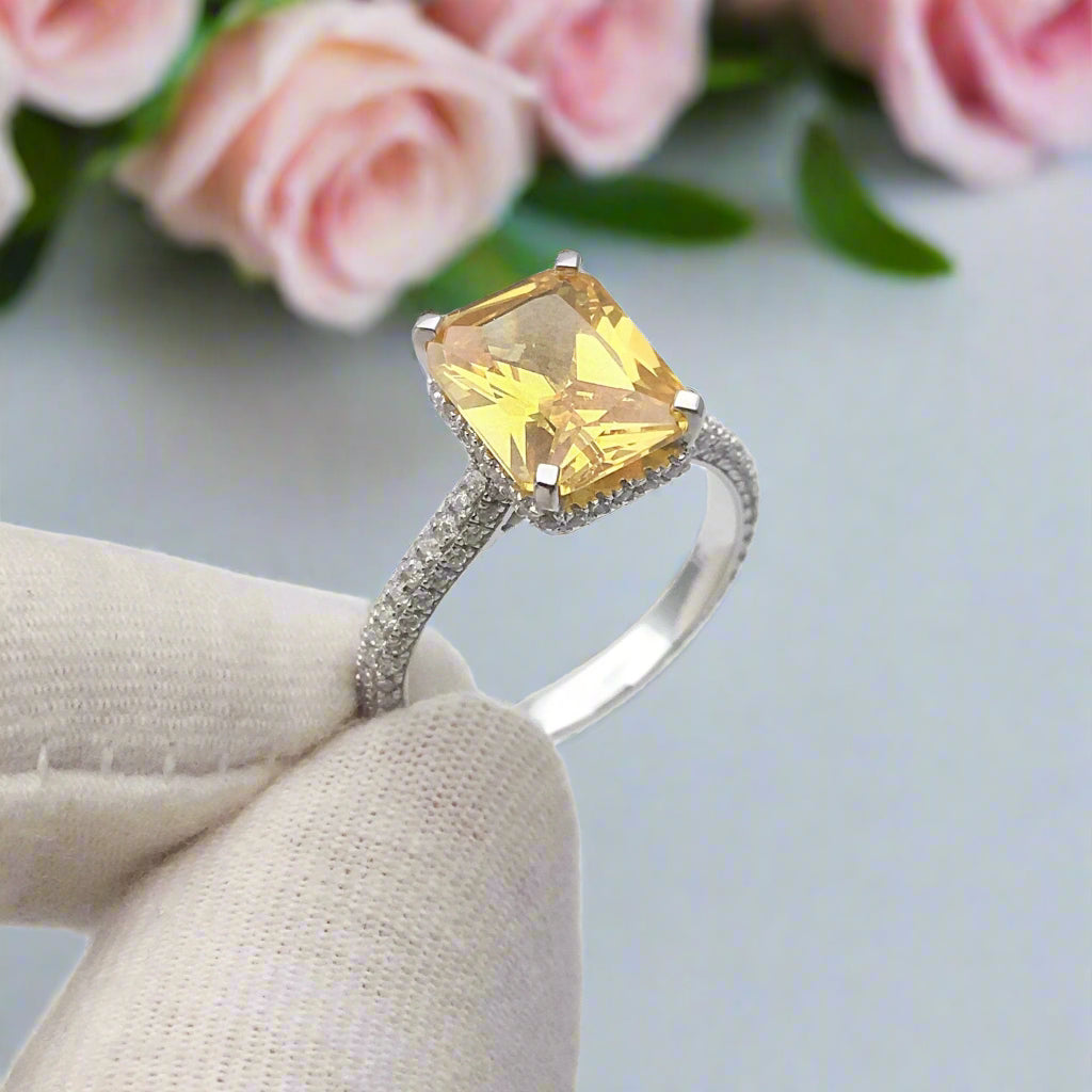 VIP SV Custom Request- Emerald Cut Yellow Diamond Engagement Ring from ...