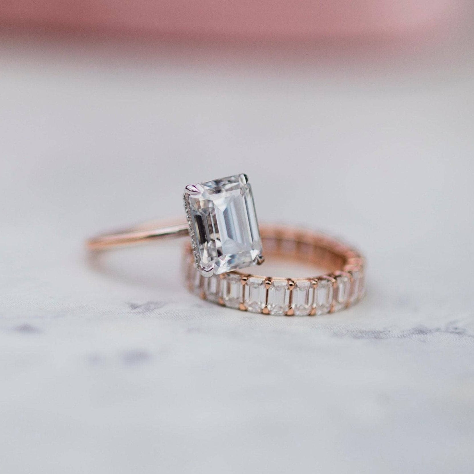 Yellow Gold 3.5ct Emerald Cut Engagement Ring & Emerald Cut Band from ...