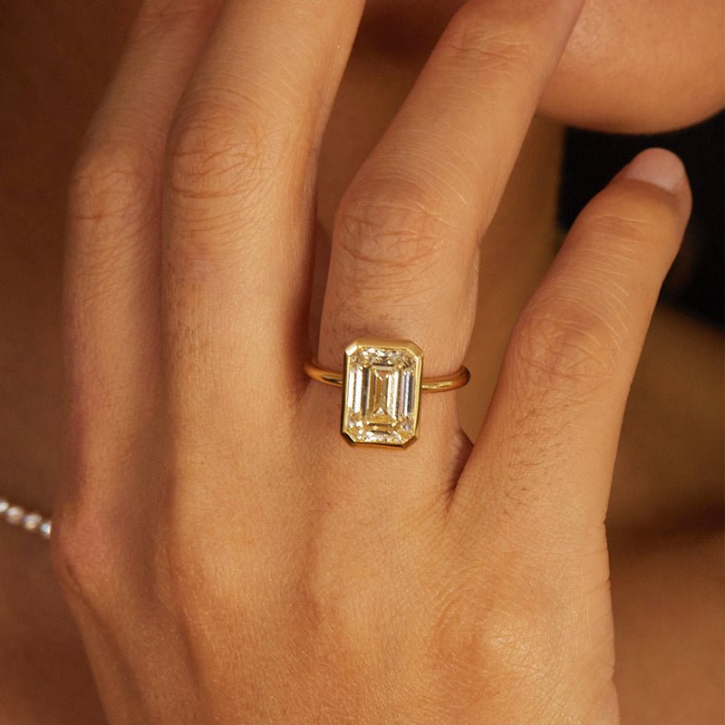 Yellow Gold 3ct Emerald Cut Diamond Engagement Ring from Black Diamonds ...