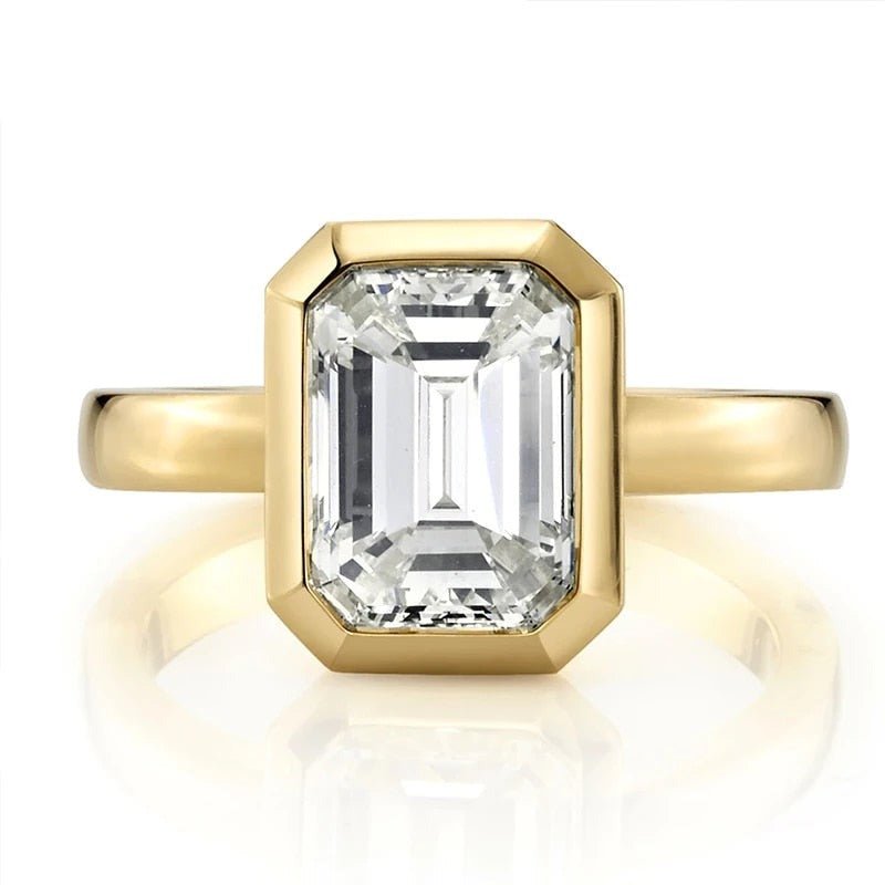 Yellow Gold 3ct Emerald Cut Diamond Engagement Ring from Black Diamonds ...