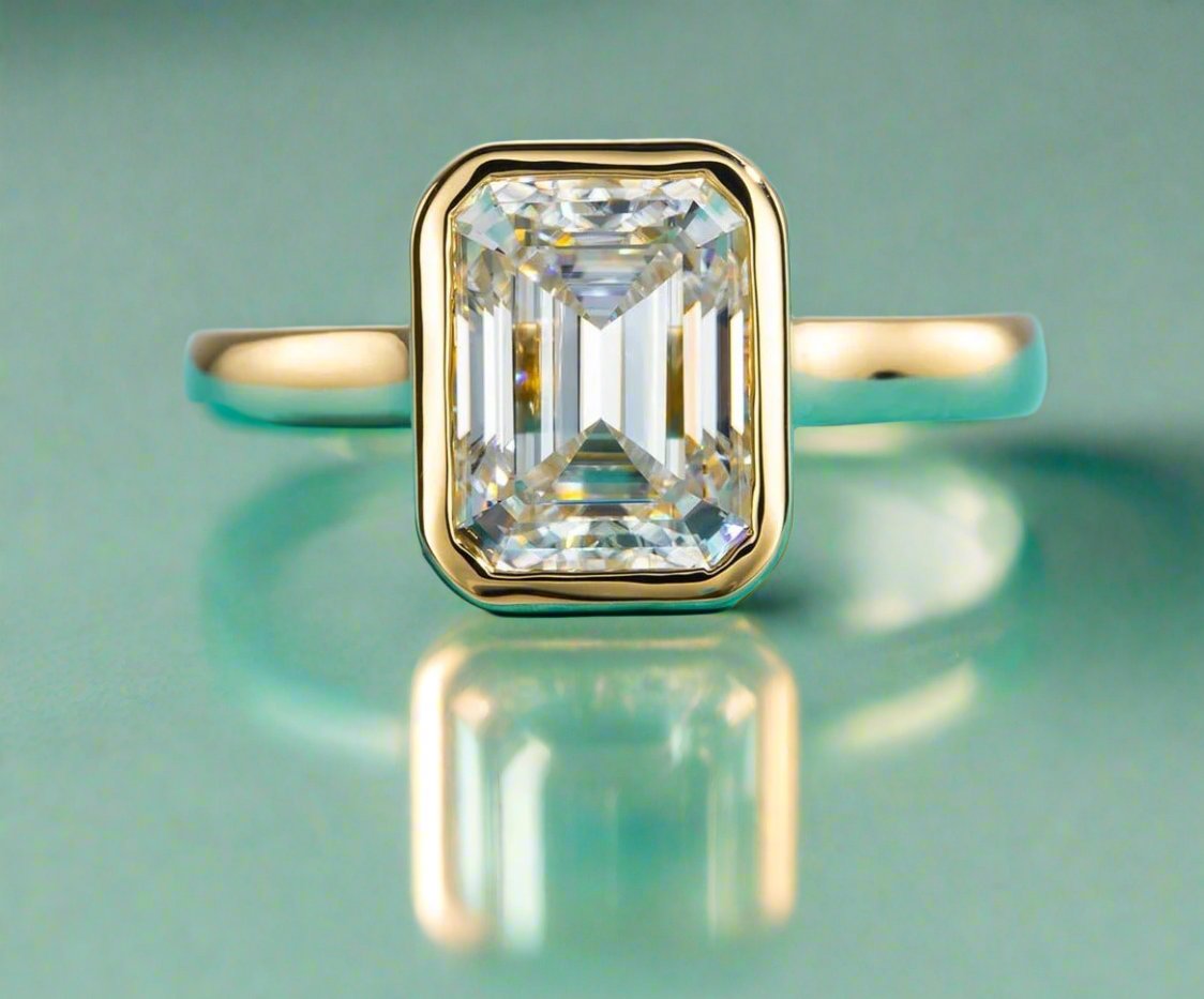 Yellow Gold 3ct Emerald Cut Diamond Engagement Ring from Black Diamonds ...